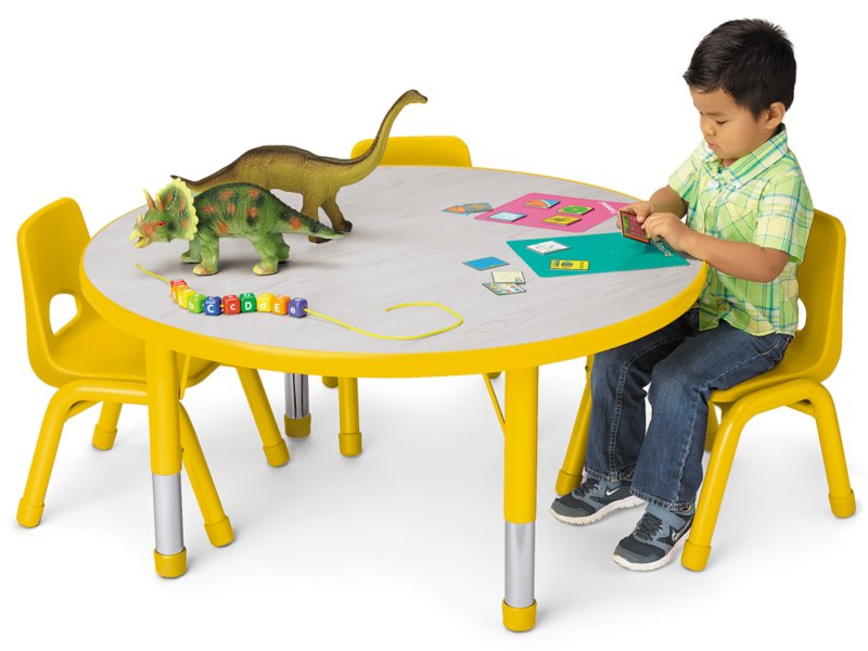 Kids Colors™ Adjustable Round Table - 42" Diameter - Yellow at ...