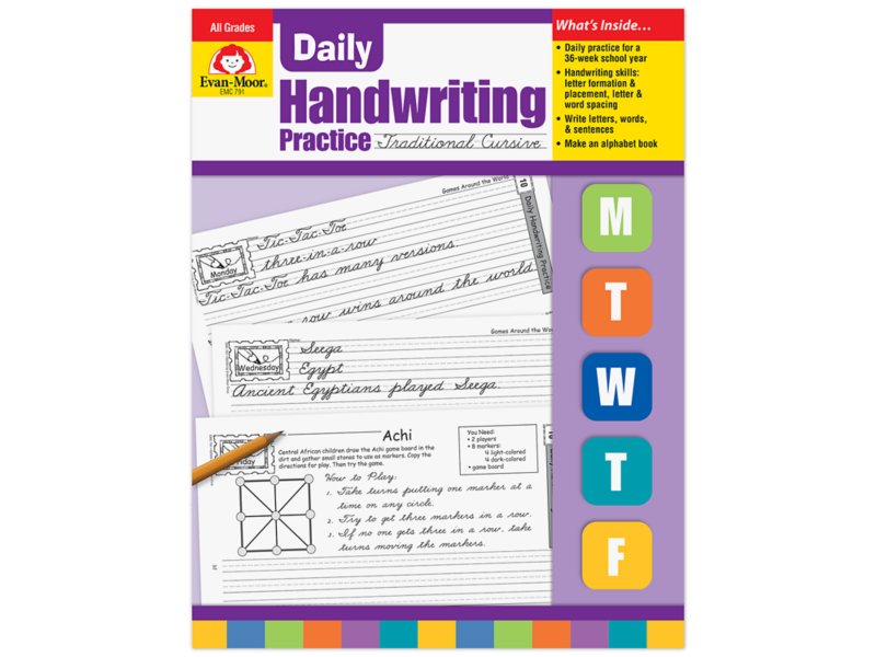 Traditional Cursive Daily Handwriting Practice Workbook at Lakeshore ...