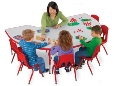 Rainbow Adjustable Group Table - 48" x 72" - Red at Lakeshore Learning