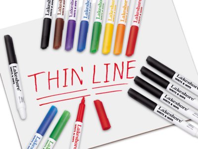Write & Wipe Thin-Line Markers - Set of 4 - Black at Lakeshore Learning