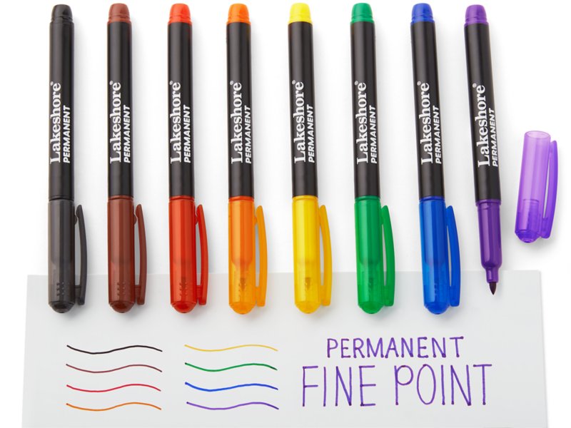 Permanent Thin-Line Markers - Set of 8 Colors at Lakeshore Learning