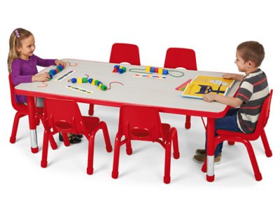 Kids Colors™ Adjustable Rectangular Table - 30" x 36" - Red at Lakeshore Learning