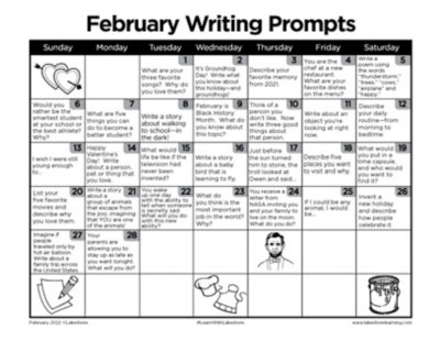 February Writing Prompts | Journal Prompts | Lakeshore®