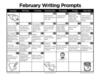 February Writing Prompts | Journal Prompts | Lakeshore®