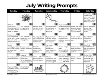 Monthly Writing Prompt Calendars | Journal Prompts | Lakeshore®