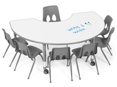 Flex-Space Write & Wipe Group Table Teaching Zone - Gray at Lakeshore ...