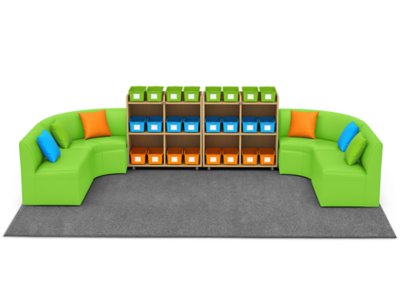 Flex-Space Comfy Couch Reading & Research Zone - Blue at Lakeshore Learning