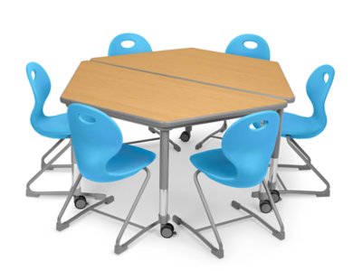 Flex-Space Ergo Chair & Trapezoid Table Zone - Blue at Lakeshore Learning
