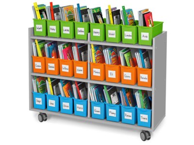 Flex-Space Mobile Storage Bin Center for 24 Students - Modern Gray at ...