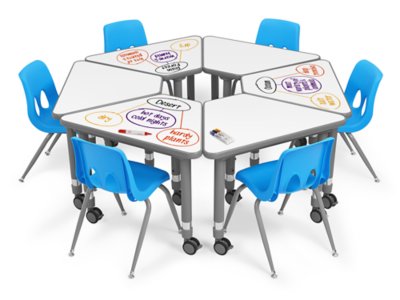 Flex-Space Write & Wipe Mobile Wedge Student Desk at Lakeshore Learning