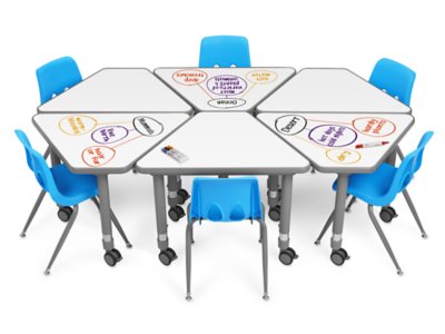 Flex-Space Write & Wipe Mobile Wedge Student Desk at Lakeshore Learning