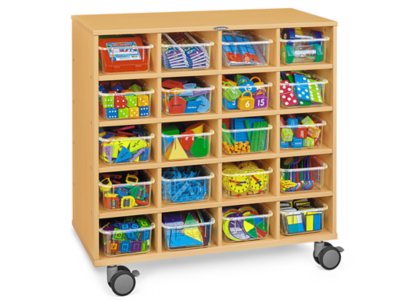 Flex-Space Mobile Clear-View 20-Bin Storage Center - Modern Maple at ...