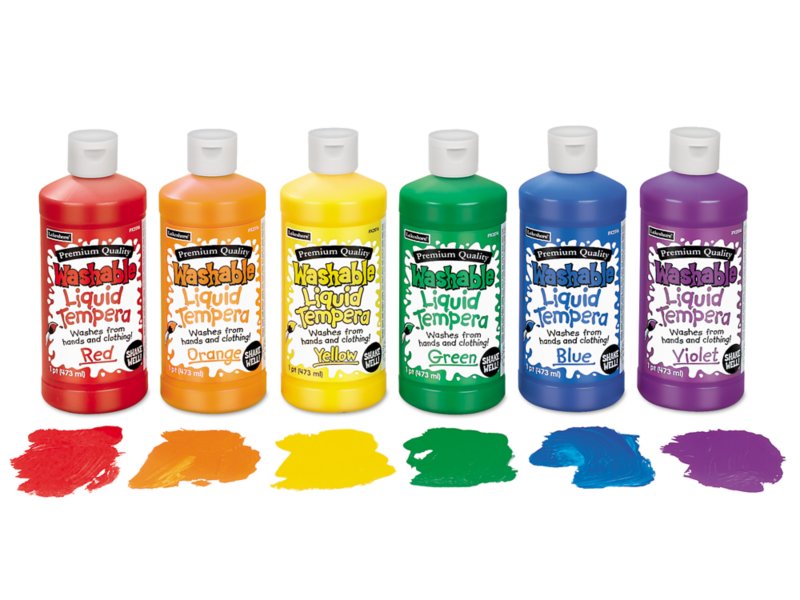 Lakeshore Fully Washable Liquid Tempera Paint - Pint - Set of 6 Colors ...