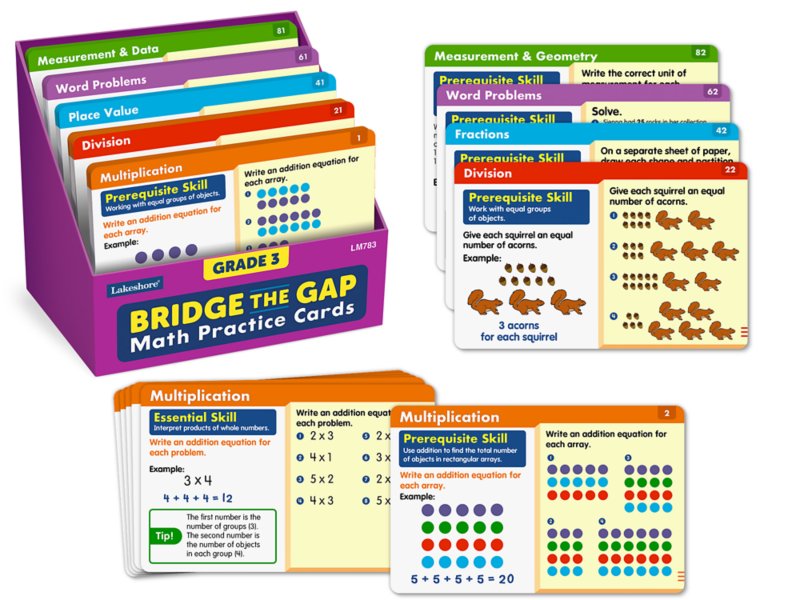Bridge the Gap! Math Practice Cards - Gr. 3 at Lakeshore Learning