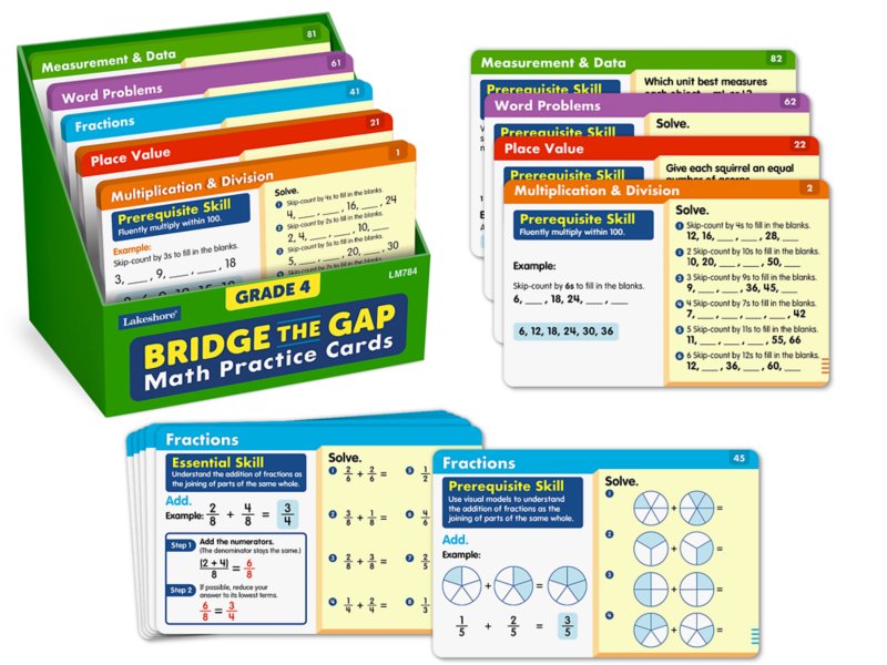 Bridge the Gap! Math Practice Cards - Gr. 4 at Lakeshore Learning