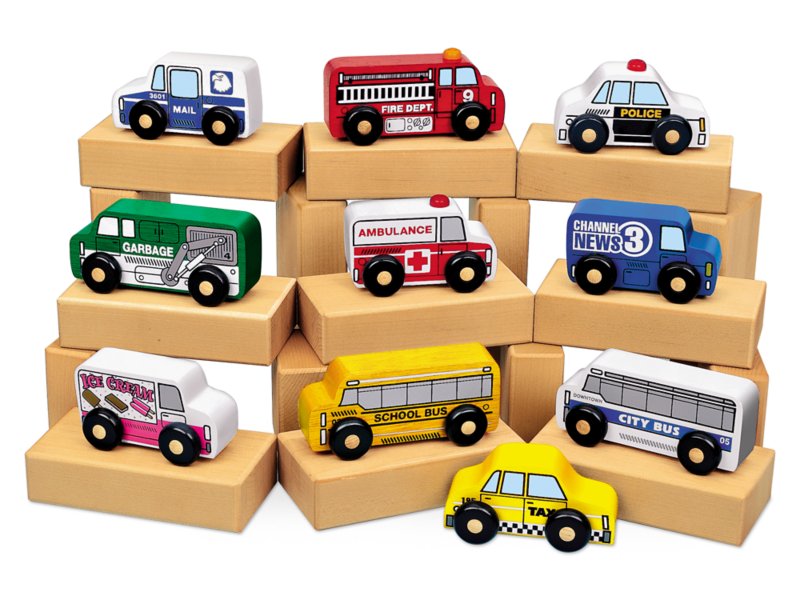 Hardwood Community Vehicles - Set of 10 at Lakeshore Learning