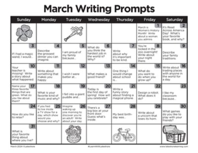 March Writing Prompts | Journal Prompts | Lakeshore®