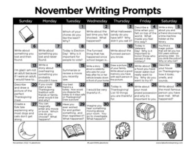 November Writing Prompts | Journal Prompts | Lakeshore®