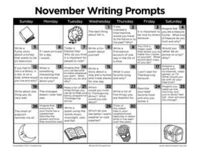 November Writing Prompts | Journal Prompts | Lakeshore®
