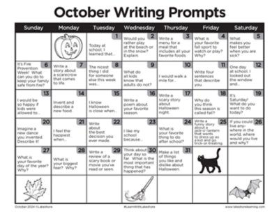 October Writing Prompts | Journal Prompts | Lakeshore®