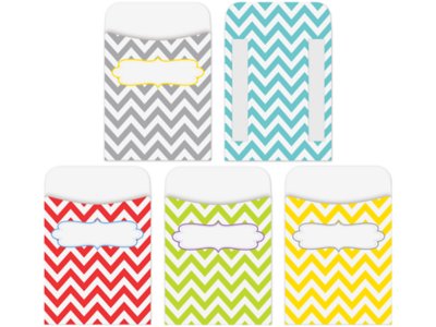 Colorful Chevron Self-Adhesive Library Pockets - Variety Pack at ...