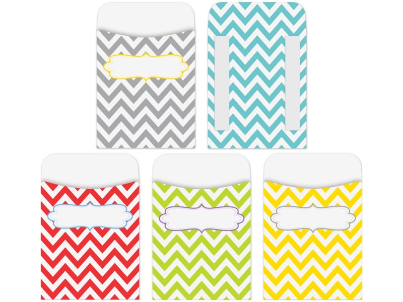 Colorful Chevron Self-Adhesive Library Pockets - Variety Pack at ...