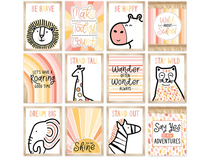 Simply Safari Motivational Mini Poster Pack at Lakeshore Learning