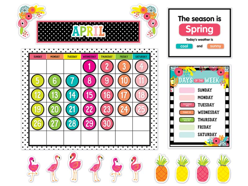 Simply Stylish Tropical Calendar Bulletin Board Set at Lakeshore Learning