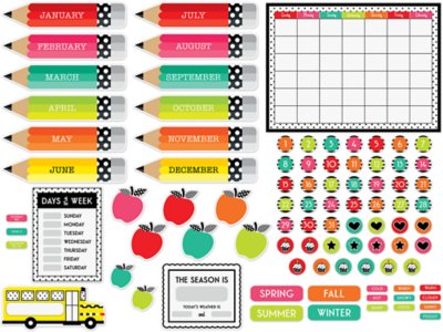 Black, White & Stylish Brights Calendar Bulletin Board Set at Lakeshore ...