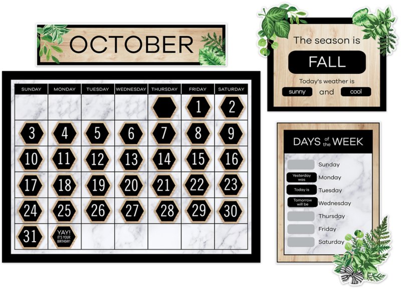 Simply Boho Calendar Bulletin Board Set at Lakeshore Learning