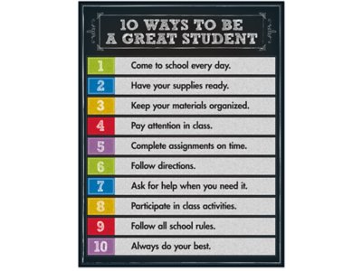 Colorful Chalkboard 10 Ways to Be a Great Student Poster at Lakeshore ...