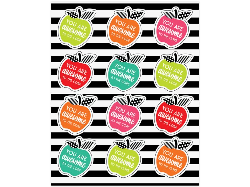 Black White And Stylish Brights Motivational Apple Stickers At Lakeshore