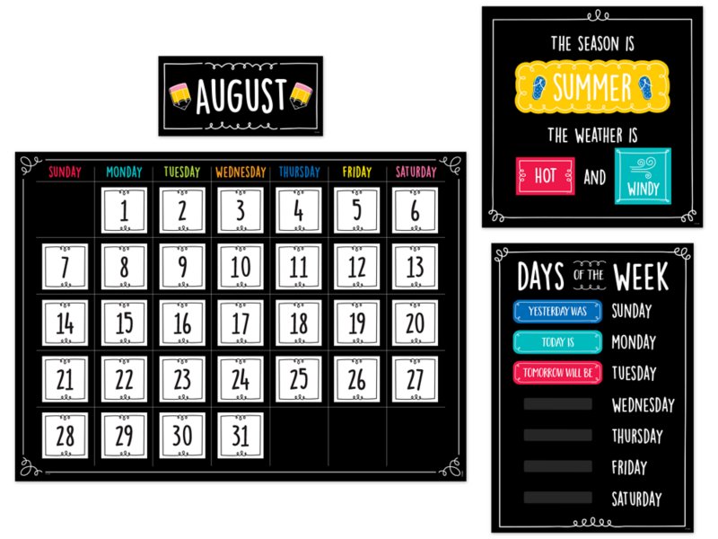 Doodle Calendar Bulletin Board Set at Lakeshore Learning