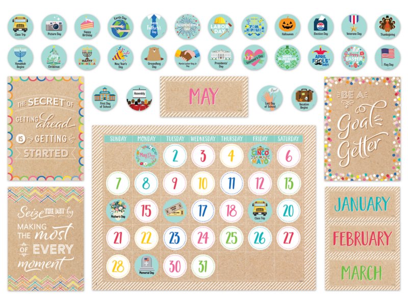 Krafty Pop! Calendar Bulletin Board Set at Lakeshore Learning