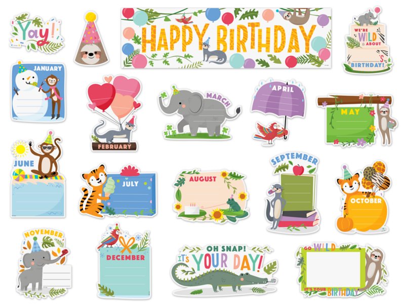 Jungle Friends Birthday Bulletin Board Set at Lakeshore Learning
