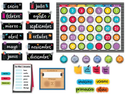 Bold & Bright Spanish Calendar Bulletin Board Set at Lakeshore Learning
