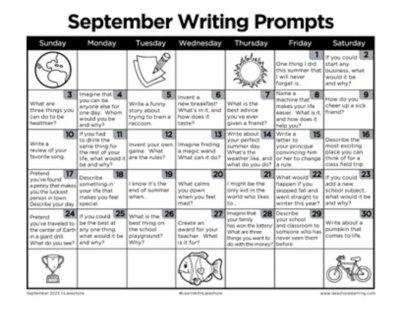 September Writing Prompts | Journal Prompts | Lakeshore®