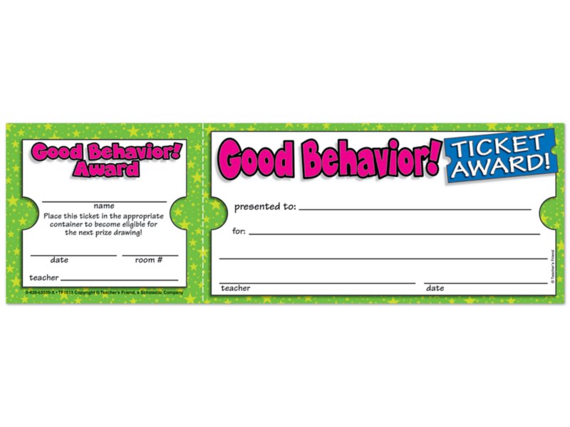 Good Behavior Ticket Awards at Lakeshore Learning