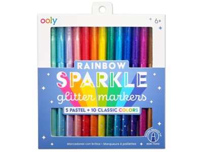 Rainbow Sparkle Glitter Markers - Set of 15 at Lakeshore Learning