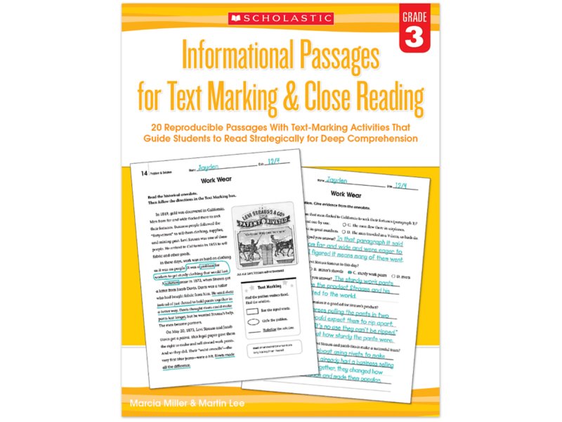 Text Marking & Close Reading Workbook - Gr. 3 at Lakeshore Learning