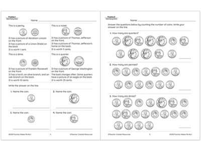 Money Practice Workbook at Lakeshore Learning