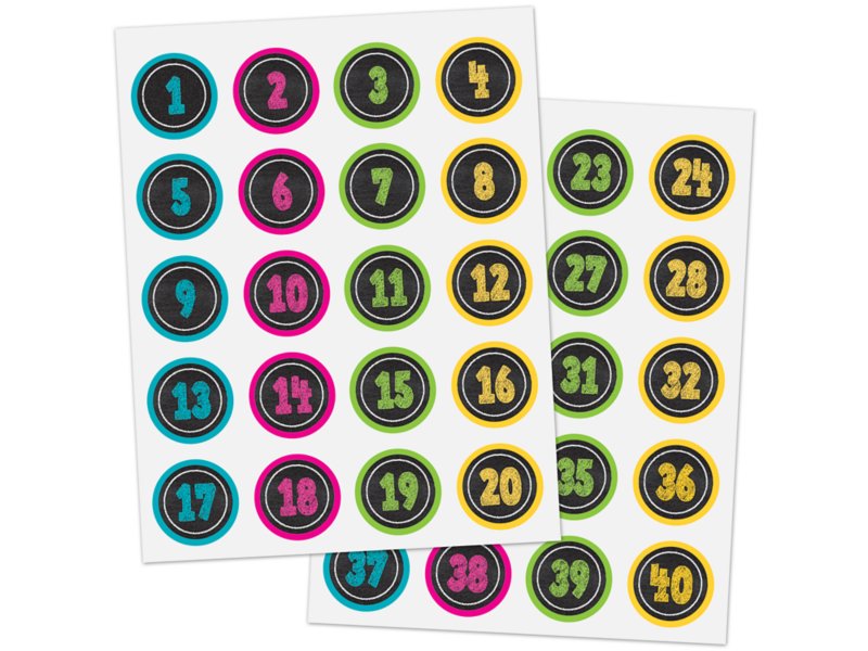 Chalkboard Brights Number Stickers at Lakeshore Learning