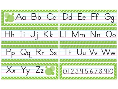 Lime Green Polka Dot Manuscript Bulletin Board Set at Lakeshore Learning
