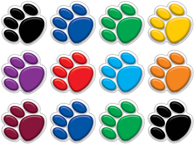 Colorful Paw Prints Clip Art