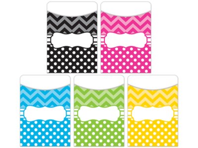 Chevron & Dot Library Pockets - Variety Pack at Lakeshore Learning