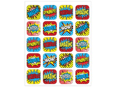 Superhero Word-Burst Motivational Stickers at Lakeshore Learning