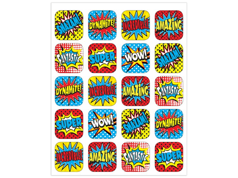 Superhero Word-Burst Motivational Stickers at Lakeshore Learning