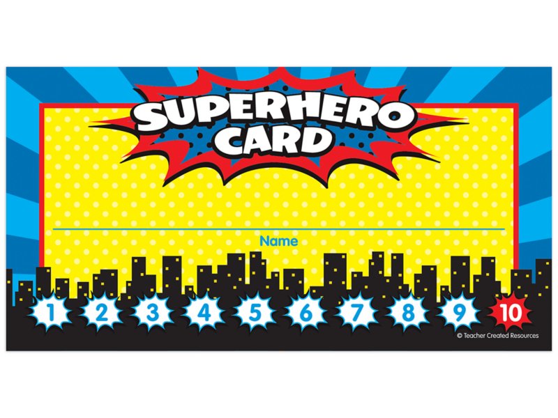 Superhero Incentive Punch Cards at Lakeshore Learning