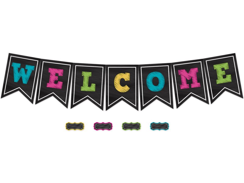 Chalkboard Brights Welcome Pennant Bulletin Board Set at Lakeshore Learning