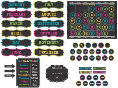 Chalkboard Brights Calendar Bulletin Board Set at Lakeshore Learning